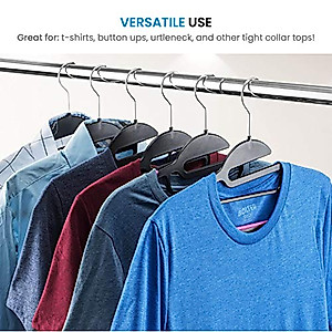 Rubber Coated Plastic Hangers (20 Pk) Non Slip Rubberized U-Slide Hanger, Ultra Thin Space Saving Suit Hanger, Non Slip Pants Hanger, Strong & Heavy Duty Plastic Coat Hanger, Strap Hooks, 360° Hook