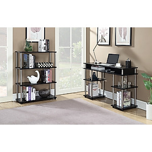 Convenience Concepts Designs2Go No Tools Student Contemporary Office Desk and Vanity with Shelves, 47.25" L x 15.75" W x 30" H, Black