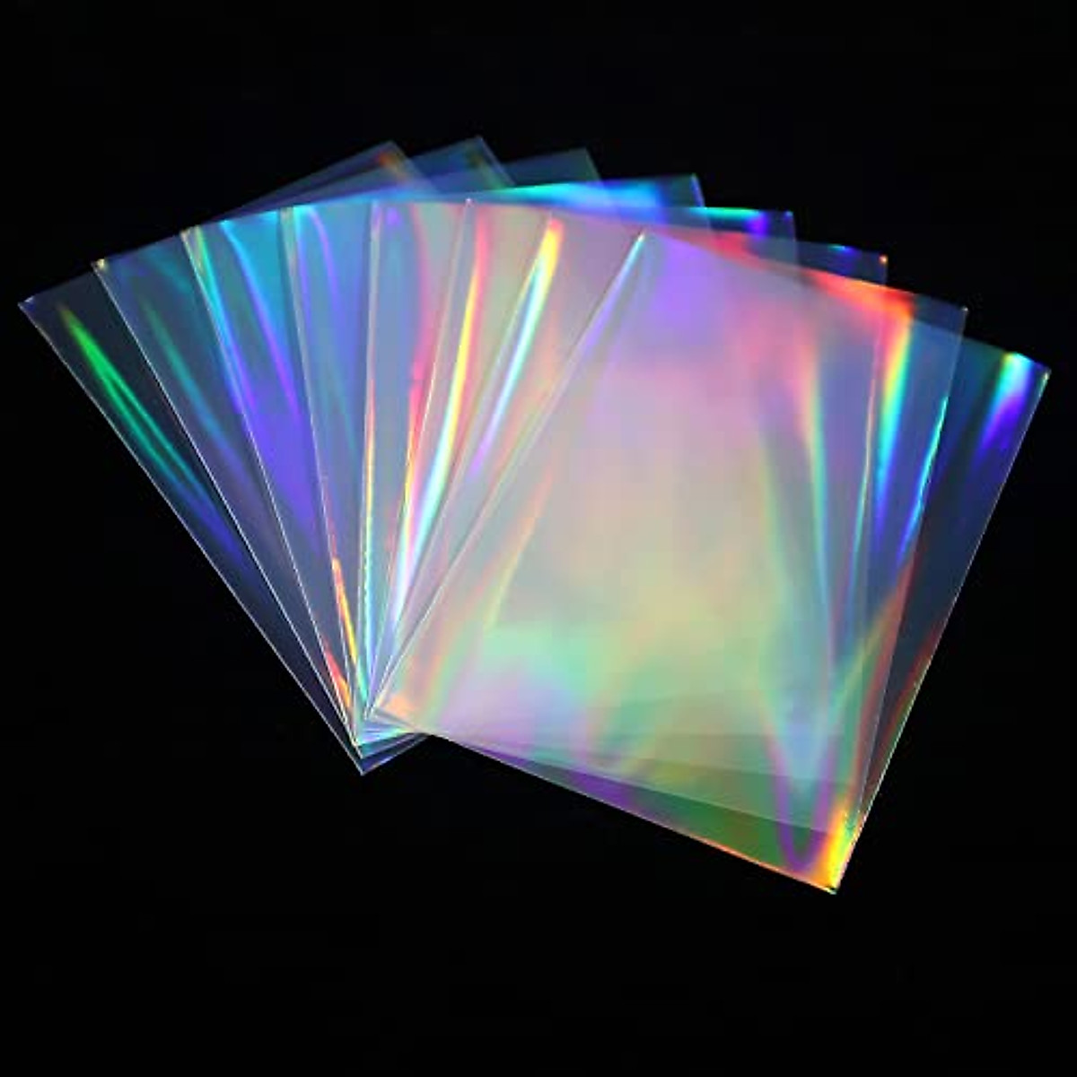 Black Lotus 100CT Double Side Foil Gemstone Rainbow Laser Flashing Card Sleeves Trading Cards Shield Magic Card Protector Holographic Flashing Protective Idol Cover (Rainbow 65x90mm)