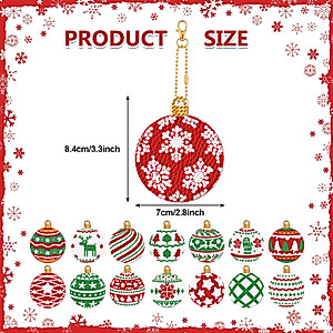 Yuxung 15 Pcs Christmas Diamond DIY Keychain 5D DIY Xmas Diamond Art Kit Hanging Decor Ornament Double Side Diamond Art Christmas Ornament for Art Christmas Craft(Classic)