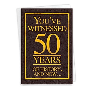 NobleWorks - 50th Birthday Greeting Card with 5 x 7 Inch Envelope (1 Card) - Witnessed 50 Years 8923
