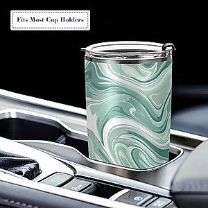 Amooorous Gray-green Fluid Stainless Steel bottle with straw with Straw Leak Resistant Flip insulated travel coffee mug for travel cute vacuum insulated tumbler with lid vasos para agua gym 20oz