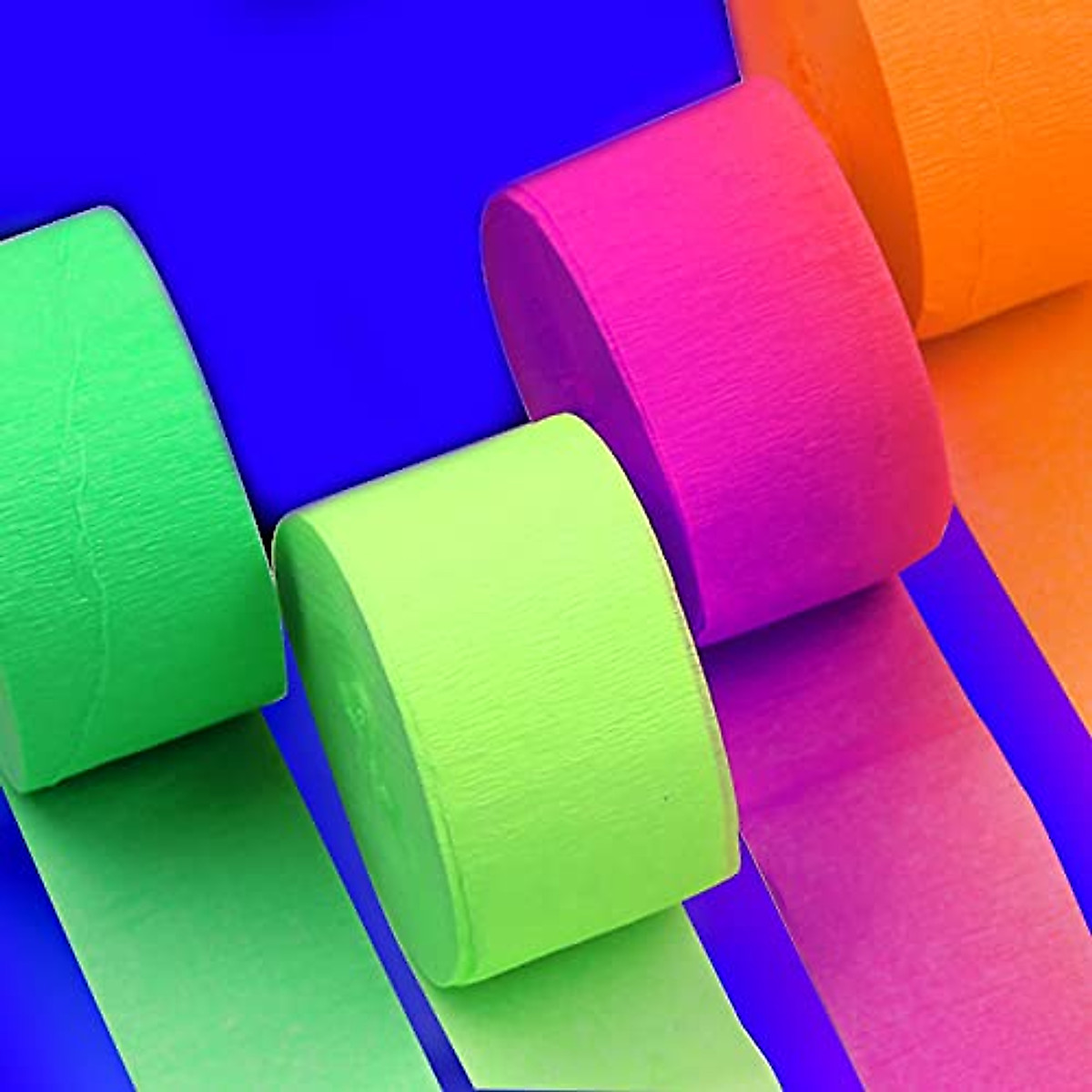 400Ft Glow in The Dark Party Decorations Neon Crepe Paper Streamers Blacklight Party Streamer Decorations Backdrop Decorations for Holiday Birthday Fiesta Party