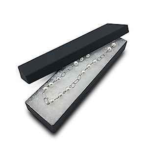 TheDisplayGuys 25-Pack #82 Matte Black Cotton Filled Paper Jewelry Gift Boxes (8 1/16" x 2 1/4" x 1 3/8") for Necklaces, Bracelets, Watches & Pens Display Retail and Shipping