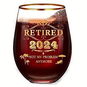 ZCLOMOLC Great Retirement Gifts for Women & Men 2024! This retirement stemless wine glass is a great gift for retirement, going away, Christmas, Thanksgiving, Fathers Day, birthday.