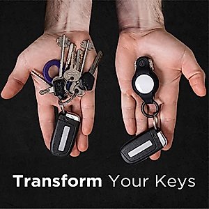 KeySmart Air Flex AirTag Holder, Compatible Apple AirTag Keychain, Compact Air Tag Keyholder Key Organizer Keychain, Silicone Case for Apple Tag, Keyring to Attach Car Key Fob - (up to 5 Keys, Black)