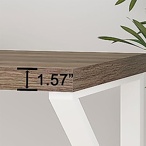 HSH Farmhouse Desk, Modern Home Office Desk, Student Desk for Bedroom Computer Table, Rustic Wood and Metal PC Laptop Computer Desk, Simple Writing Study Gaming Desk Executive Workstation, 55 Inch