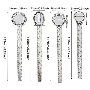 Honbay 8PCS Metal Bookmark Ruler Book Page Marker Retro Ruler Bookmark Pendant Tray Kit for School Office Supplies and Book Gifts Making (4 Styles, 2 Color)