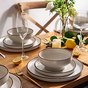 LERATIO Ceramic Bowls Set of 6,26 Ounce Bowls for Kitchen, Cereal, Salad, Pasta, Soup, Dessert etc, Oven & Dishwasher & Microwave Safe,Scratch Resistant,Matte White with Rim