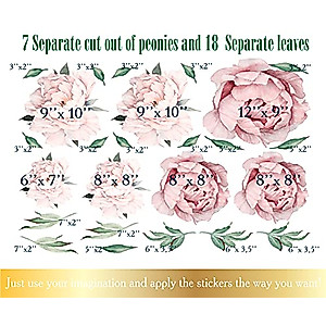 Pink Watercolor Peony Wall Decal Bedroom Girl Peel and Stick Peonies Vinyl Sticker Set of 7 Flowers Over the Crib Bed Nursery [lt800 small]