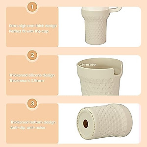 GardTok Silicone Boot Cover for Stanley Cup Accessories,Silicone Water Bottle Sleeve for Stanley Quencher H2.0 and Quencher Adventure Tumbler 40 oz Cup - Water Bottle Cover (Cream, 40oz)