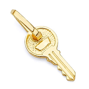 14k REAL Yellow Gold Tiny Key Charm Pendant