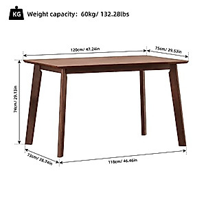 RUNWON 5 Pieces Rustic Retro Kitchen Set with 1 Dining Table and 4 Chairs, Antique Brown