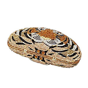 Bling Diamond Tiger Clutch Evening Bags For Women Formal Party Crystal Purse Wedding Handbag (Gold)