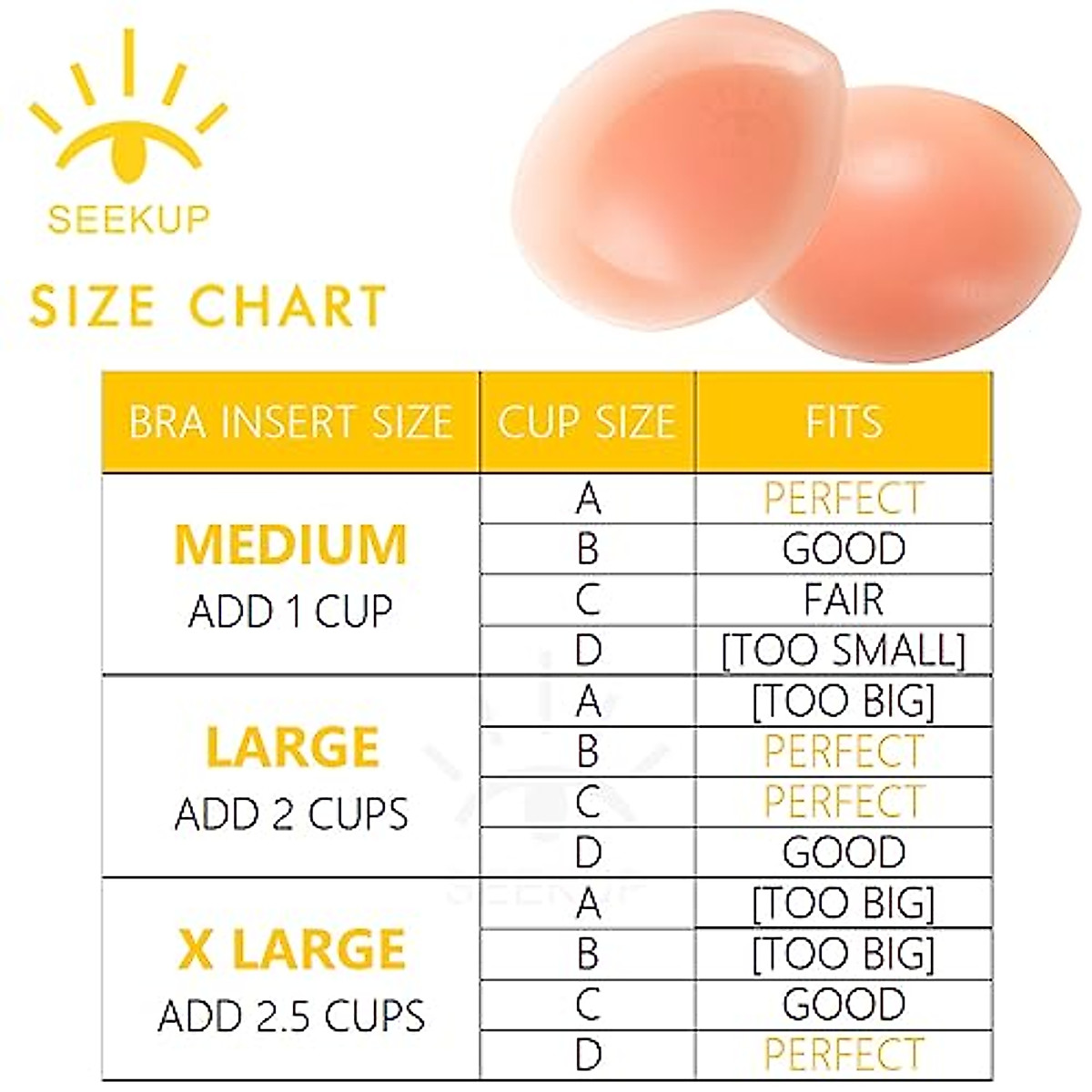 Women Silicone Bra Pads Inserts Breast Enhancer Swimsuits Enhancement Bust Push up Pads for A Cup, Skin M