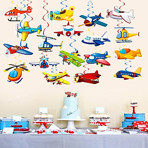 Airplane Hanging Swirls Airplane Birthday Party Decorations Helicopter Foil Swirls Plane Party Ceiling Streamers for Airplane Theme Baby Shower Supplies