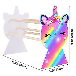 Basumee Girls Headband Holder Organizer Hair Hoop Headband Display Stand Unicorn Hairband Stand Organizer Headband Storage Home Room Decors for Girls, Deep Rainbow
