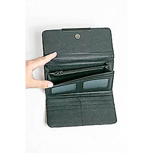 Cork Clutch Geometric Wallet Three Fold Minimalist Purse Slim Card Holder Eco Friendly Natural,Tan and Black