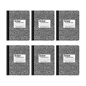 Oxford Composition Notebooks, Wide Ruled Paper, 9-3/4 x 7-1/2 Inches, 100 Sheets, Black, 6 Pack (63764)