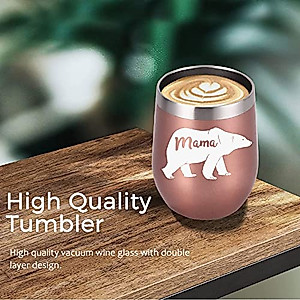 BeBeiZi 12 oz Stainless Steel Wine Tumbler, Mimi's Sippy Cup, Happy Mother's Day Gift for Women Wife Females, Vacuum Insulated Wine Tumbler with Straw and Lid, Travel Mug Coffee Cup