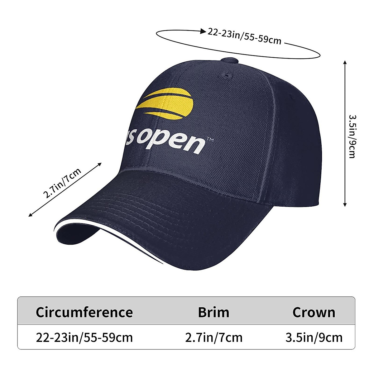 Us Open Tennis 2023 Sandwich Cap Unisex Classic Baseball Capunisex Adjustable Casquette Dad Hat Navy Blue