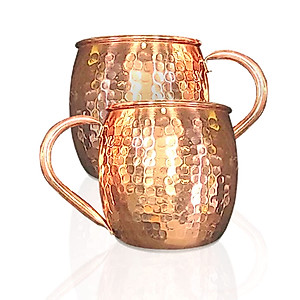 Toshali Moscow Mule Copper Mugs | Set of 4 Hammered Cocktail Mugs | 1 Shot Glass | Pure Copper Plated Stainless Steel Lined Moscow Mule | Cocktail Drinking Mugs Set of 4 | Gift Set