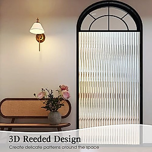 Windimiley Window Privacy Film 3D Reeded Glass Window Clings Bathroom Fluted Frosted Decorative Door Covering Adhesive UV Sun Blocking Heat Blocker Window Tint,23.1X157.4 in,Transparent