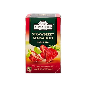 Ahmad Tea Strawberry Sensation Black Tea, 20-Count Boxes (Pack of 6)