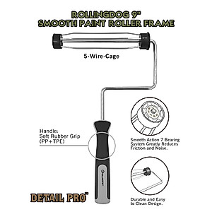 ROLLINGDOG Paint Roller Frame-Heavy Duty Paint Roller Frame,Paint Roller Handle, Smooth Roller Frame(9 inches x 1.5 inches)