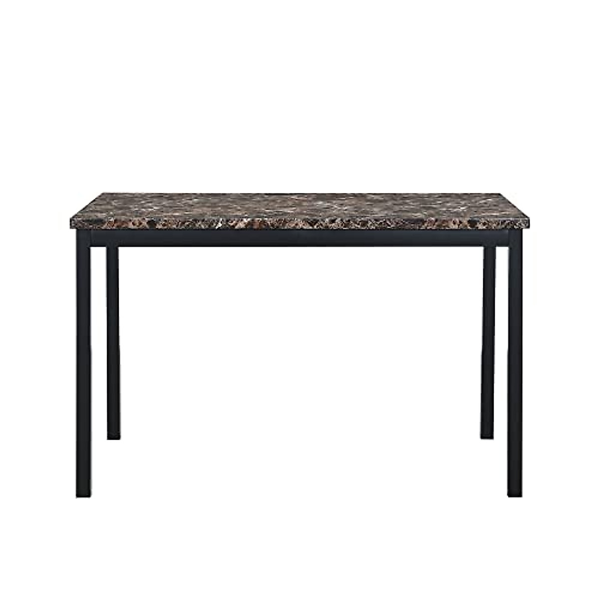 5-Piece Kitchen Dining Table Set for Dining Room, Kitchen, Dinette, Compact Space w/Modern Paper Faux Marble End Table Tabletop, 4-Piece Metal Frame Dining Seats - Black