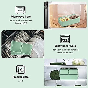Bento Box Adult Lunch Box, 2 Layer Stackable Bento Lunch Containers for Adult with 3 Compartments, BPA-FREE Bento Lunch Box with Utensil(49 Oz), Leak-Proof Salad Box Microwave Safe Bento Box