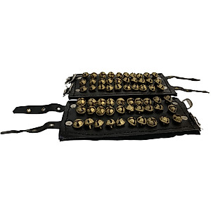 Dancinging ghungroo bells leather Pads |Indian Classical Dancers Anklet Musical Instrument Bell,Ankle bells Dance Accessories Bharatnatyam, Kuchipudi, Odissi Ghungru 3 Line No.16 Black Pad