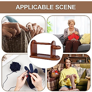 Generic Yarn Holder for Crocheting Wooden Yarn Rack Stand with Slots Yarn Storage Organizer Knitting & Crochet Supplies Horizontal Yarn Spinner Stable Yarn Ball Dispenser for Knitting Lovers, Brown