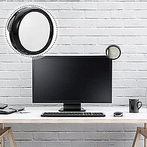 POPETPOP Clip On Cubicle Mirror- Computer/ Laptop Monitor Rear View Mirror, Blind Spot Mirror, Round Glass Convex Rear View Mirror Clip On Mirror for Computer Monitor