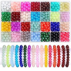 700 Piecess Glass Beads for Jewelry Making, 28 Colors 8mm Crystal Beads Bracelet Making Kit for Bracelet Jewelry Making and DIY Crafts