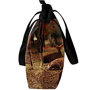 Women's Large Size Canvas Shoulder Bag Hobo Crossbody Handbag Casual Tote, Lovely Animal Deer