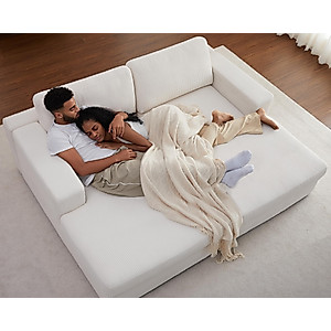 Jocisland Oversized Sofa, 80 Inch 2-Piece Double Chaise Sofa, Deep Seat Sofa for Living Room- Comfy Couch in White Corduroy