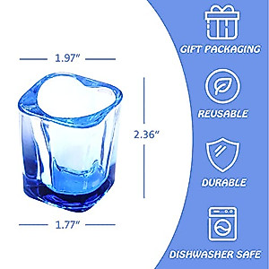 Jaepsing Shot Glasses, 2oz Heavy Base Shot Glasses Sets of 6/Heart Shaped Shot Glasses/Rainbow Shot Glasses/Square Shot Glasses/Espresso Shot Glasses/Bulk Shot Glasses