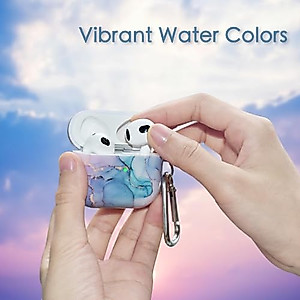 OLEBAND Airpod 3rd Generation Case(2021) with Pattern,Hard Cover,Anti-Slip Case,Compatible for Apple Air pod Case 3rd Gen,for Women and Girls,Watercolor Marble