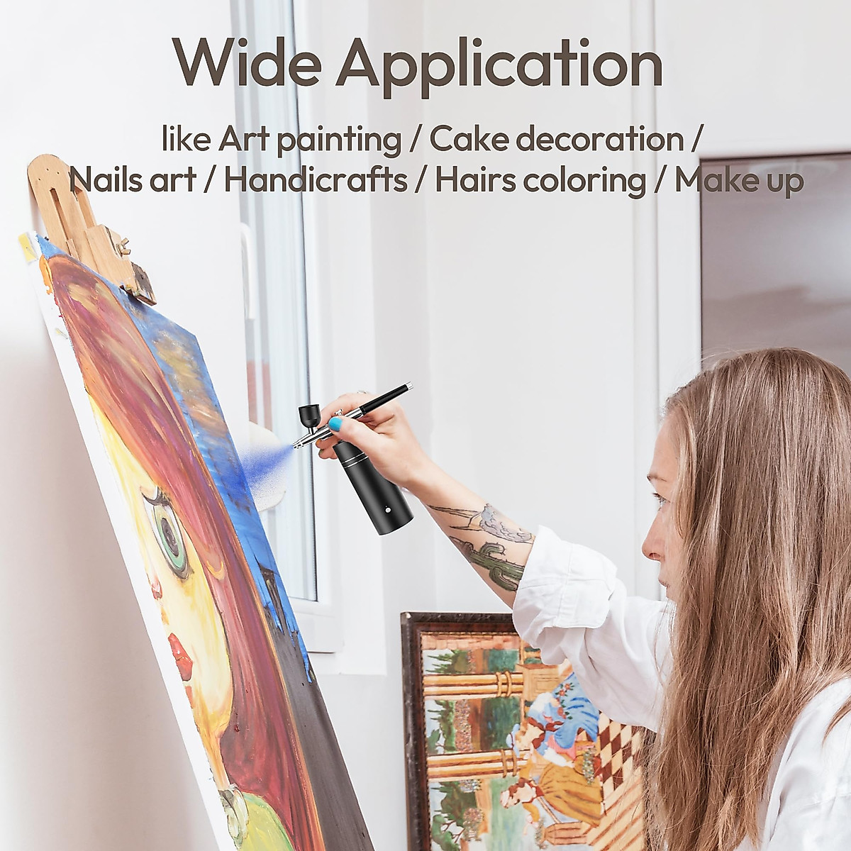 Airbrush Kit with Compressor 30PSI Portable Airbrush Gun Rechargeable Handheld Cordless Air Brush for Nails Art, Painting, Cake Decor, Cookie, Mode, Makeup, Barber (Black)