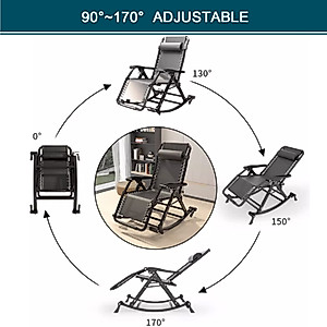 HAicom Foldable Rocking Lounge Chair, Patio Rocker Chair, Living Room Chair Outdoor Garden Furniture Patio Porch Rocker Relaxing Chair, Recliner Chair and Footstool