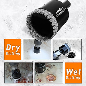 ASNOMY 10PCS Diamond Hole Saw Set, 1/4"-2"Inch Serrated Brazing Tile Hole Saw Diamond Core Drill Bits Set with EVA Mold Hole Saw Guide Jig for Porcelain Tile Glass Ceramic Stone Granite Marble