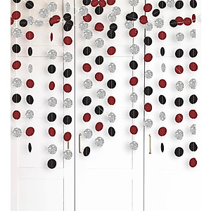 Graduation Decorations Maroon Black 2024/Maroon Black Birthday Party Decorations Bridal Shower Wedding/Burgundy Black Graduation Party Decorations/Burgundy Black Circle Paper Garlands 2pcs