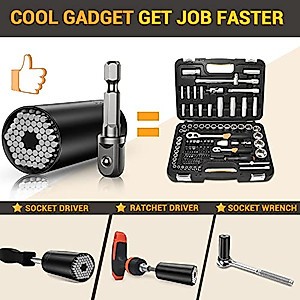 Super Universal Socket Tool Valentines Day Gifts, Cool Stuff Gadgets Grip Socket Set with Power Drill Adapter Fits Most Nut Bolt, Unique Birthday Gift Idea for Him Men Women Boyfriend Husband(7-19MM)