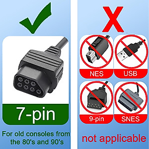 JoFong 7-Pin Controller Extension Cable for 1985 Version NES Controller, Classic Retro Game Console Plug and Play Controller Grip Extension Cable, 1.78M/5.8FT 2-Pack, Note Not for NES Classic (2016)
