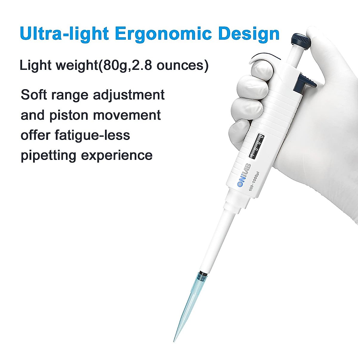 ONiLAB Lab Micropipette, Single Channel Pipette,Adjustable Volume Pipette, Micro Pipettes, High Precision Pipettor,Fully Autoclavable,0.5-10ul