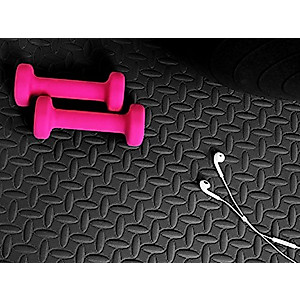 Signature Fitness Puzzle Exercise Mat with EVA Foam Interlocking Tiles, Black, 3/4” Thick, 24 Tiles, 96 Sq Ft