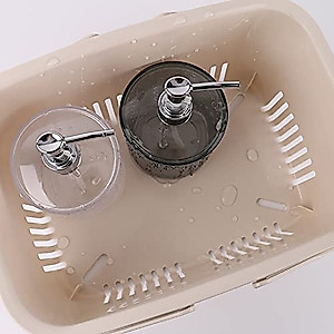 KeFanta Shower Caddy Basket, Portable Shower Tote, Plastic Dorm College Shower Organizer Bucket with Handles, Cream