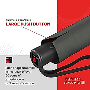 Knirps A.200 Medium Duomatic Automatic Open Close Rain Umbrella - Compact Windproof Umbrella for Rain - Durable Travel Umbrella for Adults - 97cm Diameter Retractable Umbrella & Carrying Case, Grey