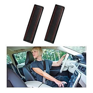 Ziciner 2 PCS Car Seat Belt Covers, Soft Leather Seat Belt Shoulder Strap Pads, Safety Seat Belt Covers for A More Comfortable Driving, Compatible with All Cars & Camera Backpack Straps (Black & Red)